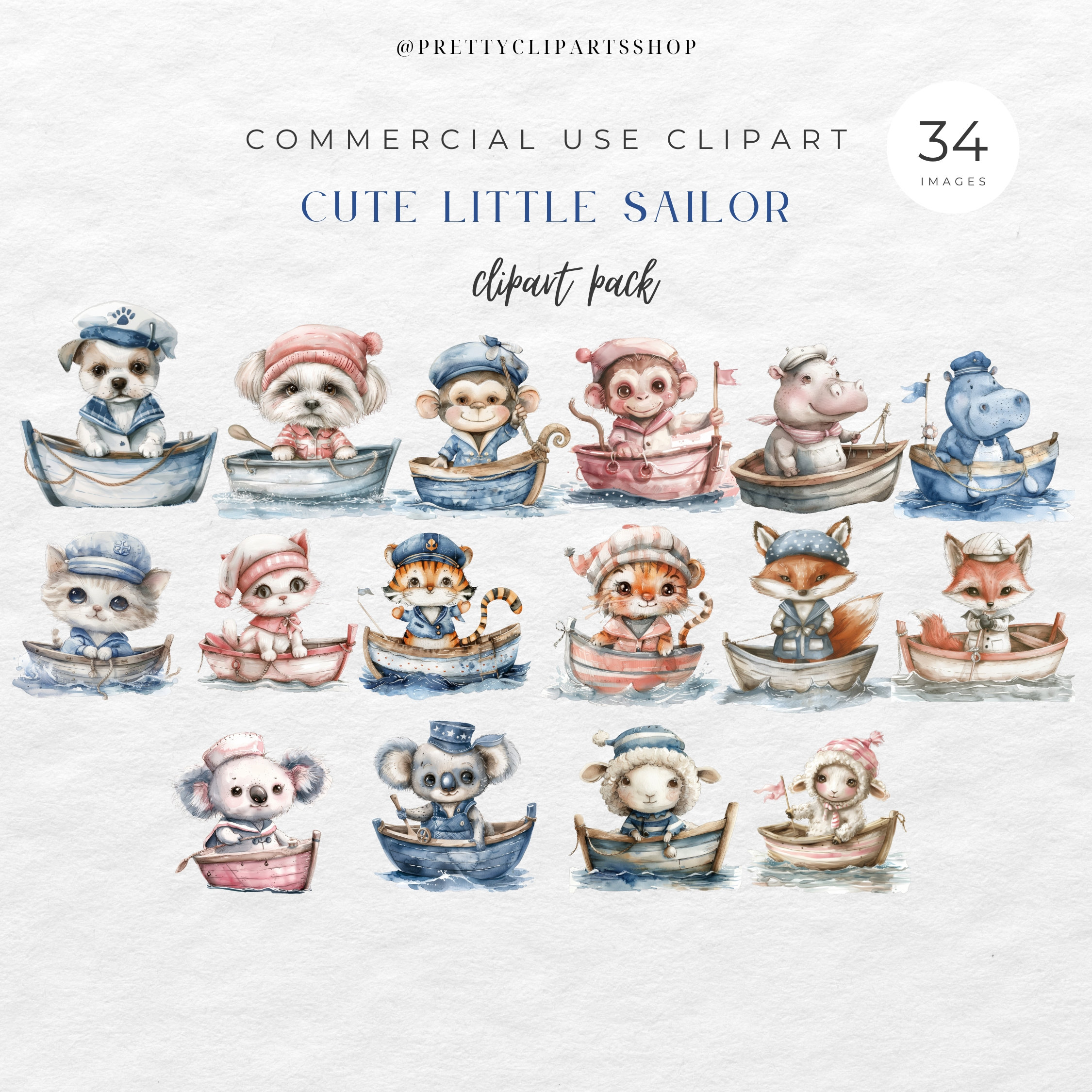 Cute Little Sailor Watercolor Clipart, Baby Shower Clipart, Nursery ...