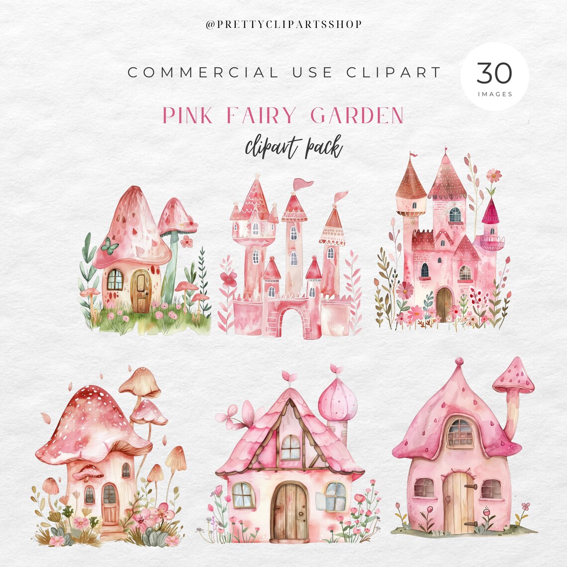 Watercolor Fairy Clipart, Pink Fairy PNG, Fairy Garden, Mushroom ...