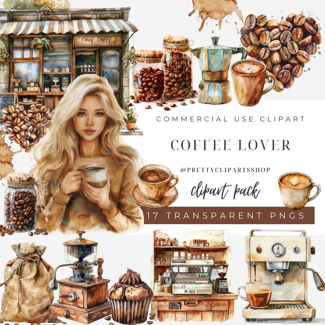 Watercolor Coffee Lover Clipart, Coffee Drinks Clip Art, Barista ...