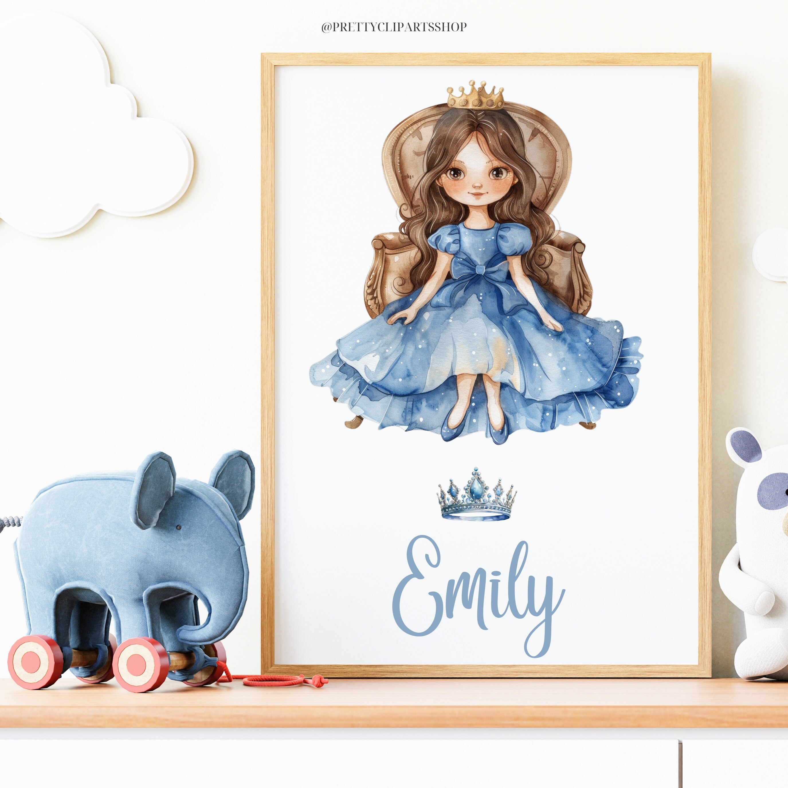 Blue Princess Dress Clipart, Watercolor Princess PNG, Blue Princess ...
