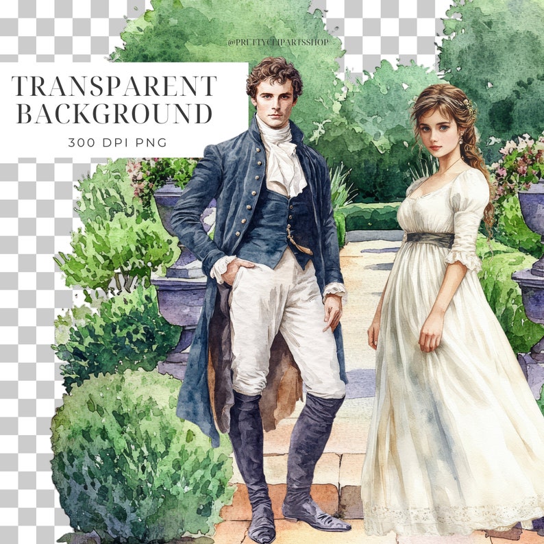 Regency Era Watercolor PNG Clipart Bundle for Commercial Use, Pride and ...
