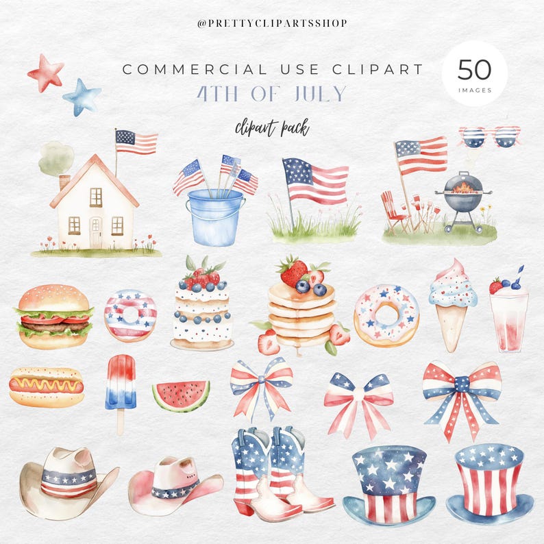 4th of July Watercolor Clipart Bundle: Patriotic Kids & Dog PNG ...