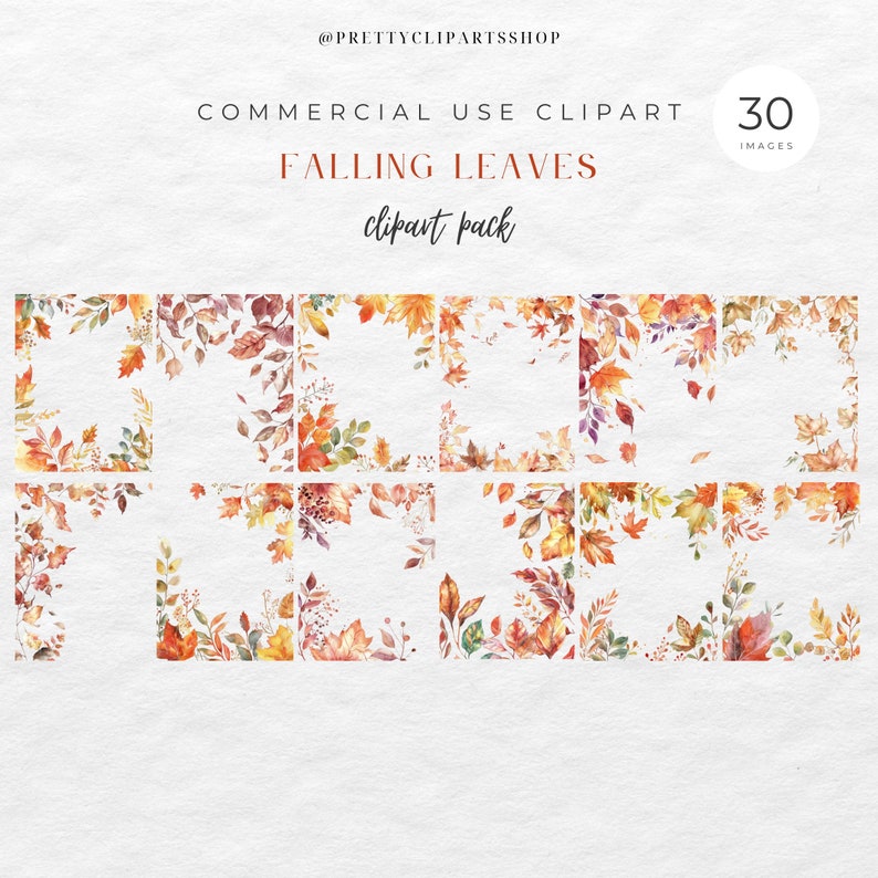 Watercolor Falling Leaves PNG Clipart Bundle, Fall Leave Border Frames ...