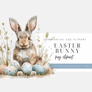 Watercolor Easter Bunny Clipart Commercial Use Transparent PNG Clipart ...