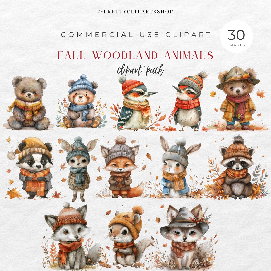 Fall Woodland Animals Clipart, Forest Animals Clipart, Nursery Woodland ...