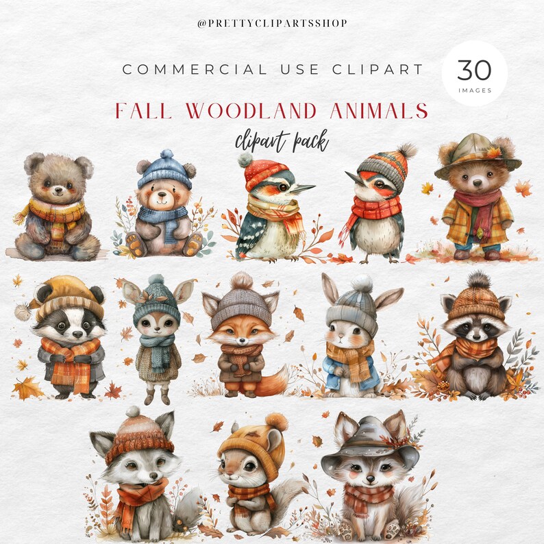 Fall Woodland Animals Clipart, Forest Animals Clipart, Nursery Woodland ...