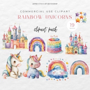 Pastel Unicorn Rainbow Clipart, Whimsical Clipart, Kids Clipart ...