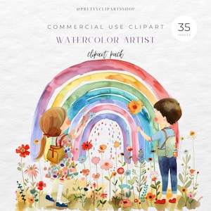 Watercolor Artist Clipart Bundle Set for Commercial Use, Crayons ...