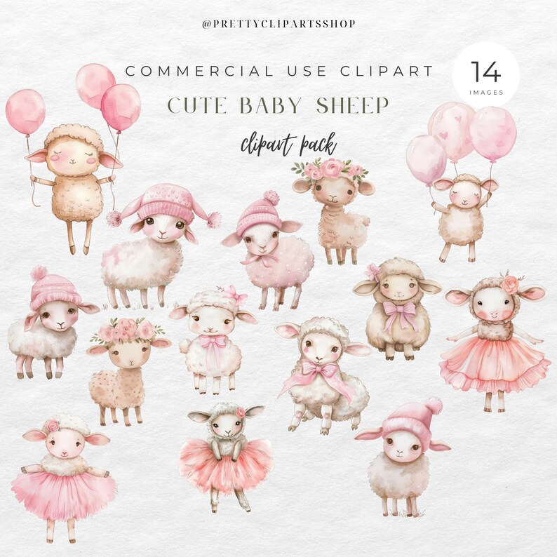 Watercolor Sheep Clipart, Baby Sheep Clipart, Nursery Art, Kids Clipart ...
