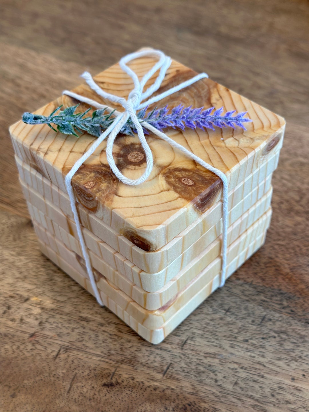 Six Handmade Wood Coasters - Etsy