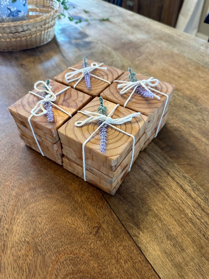 Six Handmade Wood Coasters - Etsy