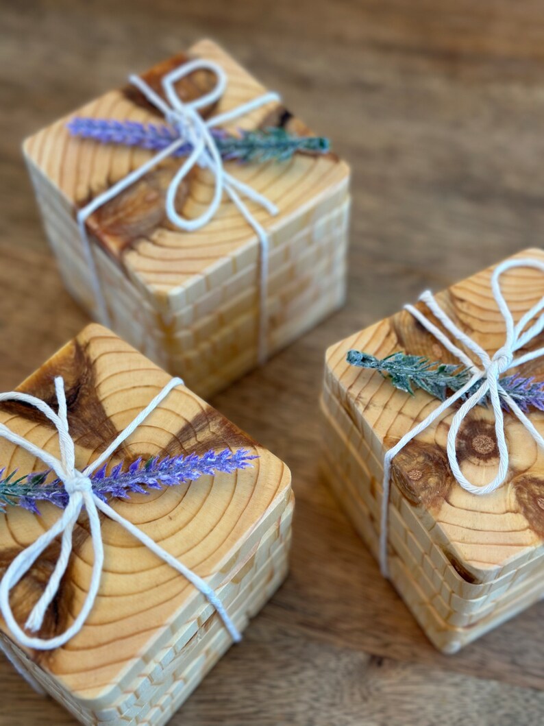 Six Handmade Wood Coasters - Etsy