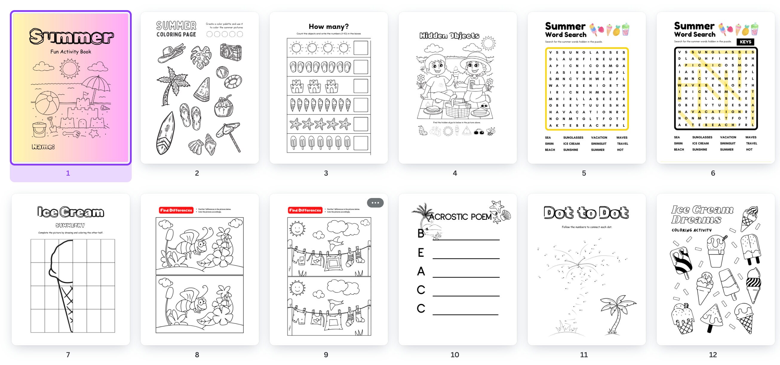 Summer Fun Activities and Coloring - Etsy