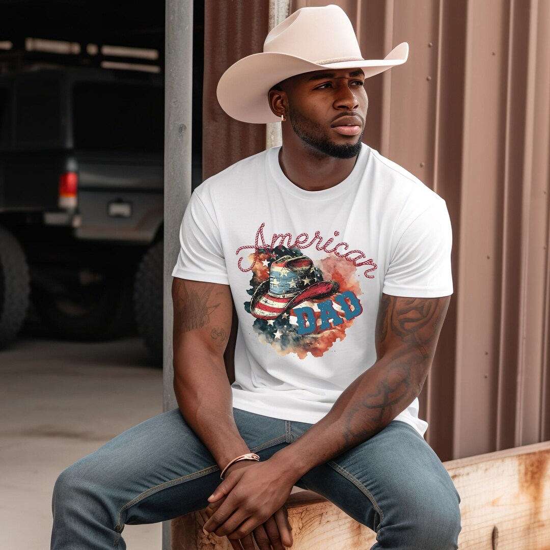 American Cowboy Western Dad Tshirt/distressed Cowboy America Dad Shirt ...