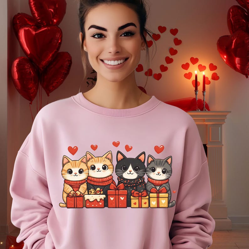 Cute Kawaii Cat Sweatshirt/kawaii Cat Gift for Valentine's Day or ...