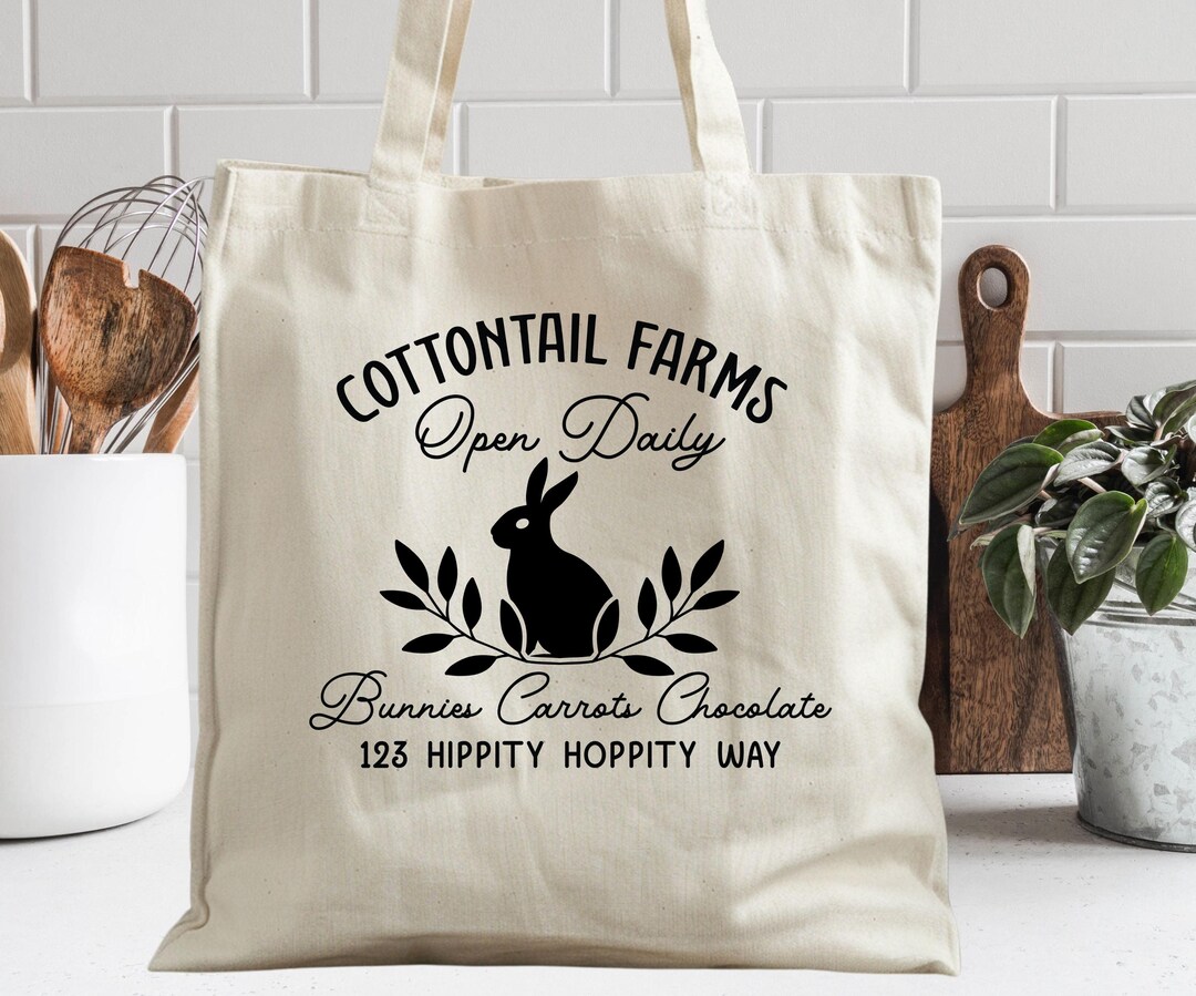 Cottontail Farms Totebag/rustic Farmhouse Tote Bag/easter Bunny Tote ...