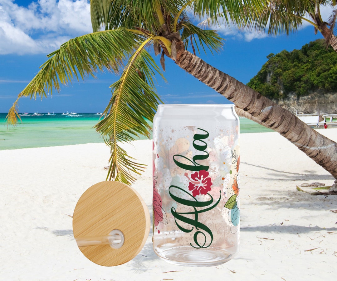Aloha Libbey 16oz/summer Giftful/hibiscus Minimalist Lineart Libbey ...