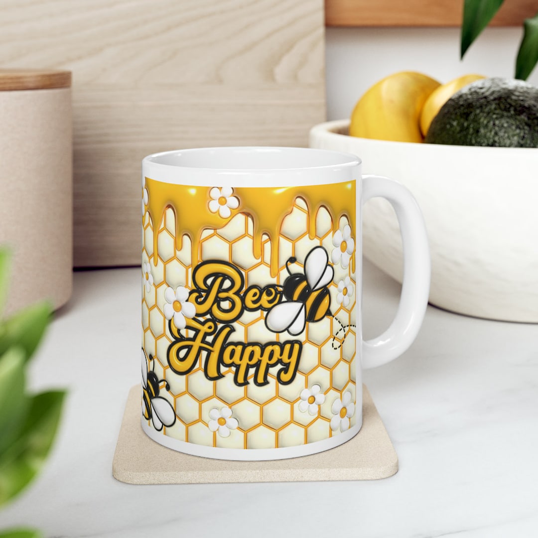 3D Puffed Mug Sublimation/inflated Mug/3d Beeing Happy Inflated Mug/3d ...