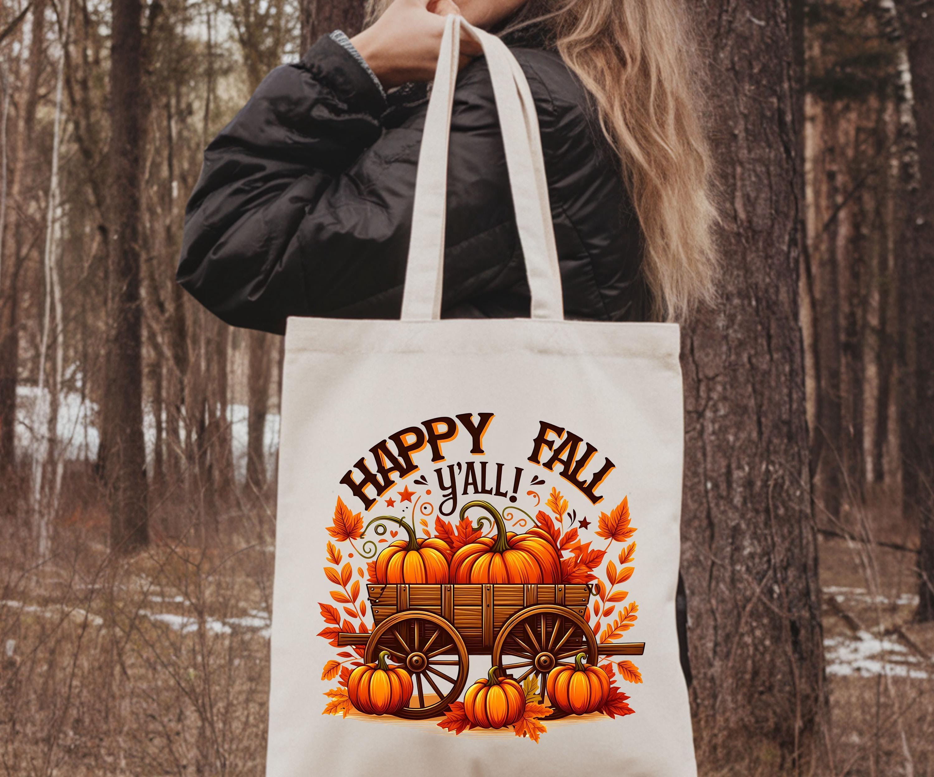 Happy Fall Yall Totebag/fall Season Totebag/wagon Pumpkins Totebag ...