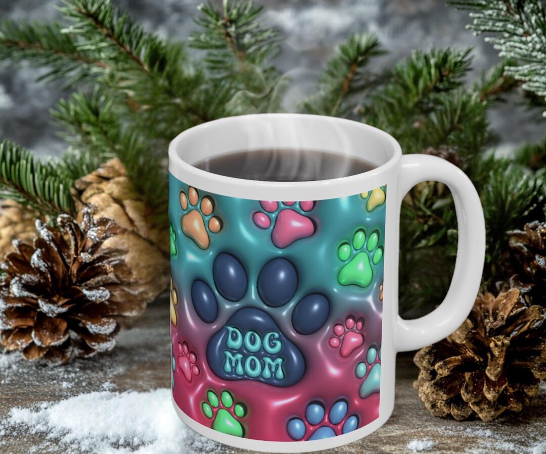3D Inflated Dog Mom/puffed Bubble Dog Mom Mug/dog Mom Mug/3d Dog Mom ...