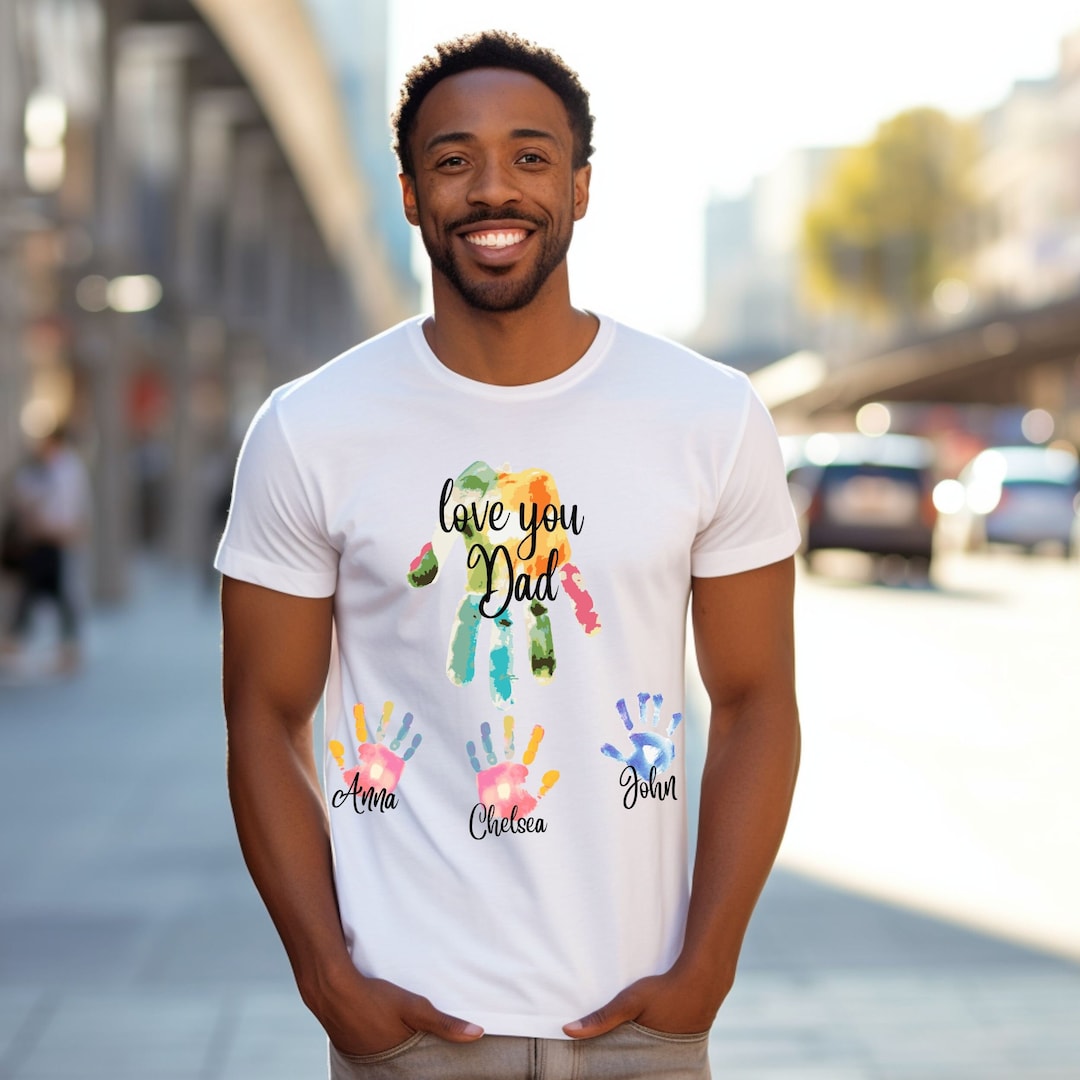 Handprint Custom Dad Tshirt/watercolor Fathers Day Shirt/love You Dad ...