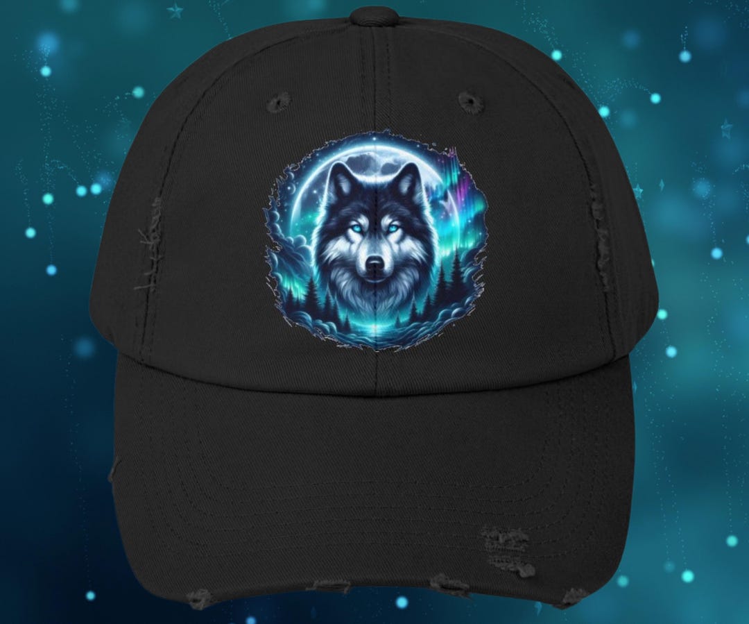 Unisex Wolf Spirit Cap/distressed Wolf Hat/wolf Spirit Animal Cap ...