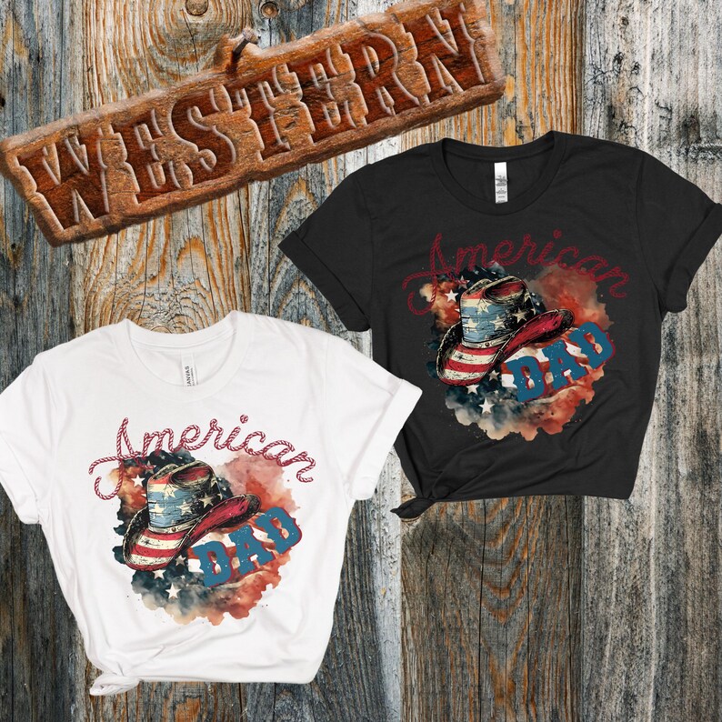 American Cowboy Western Dad Tshirt/distressed Cowboy America Dad Shirt ...