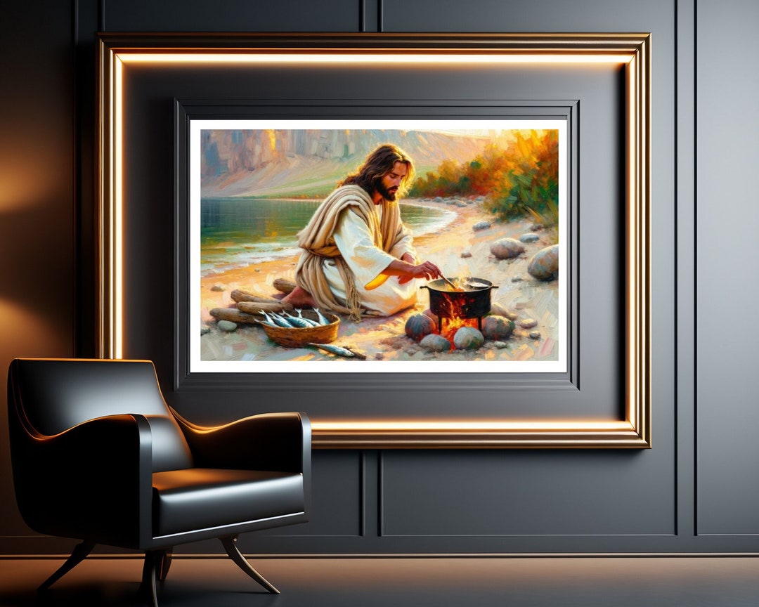 Dinner With Jesus Digital Download Portrait of Jesus Christ Cooking a ...