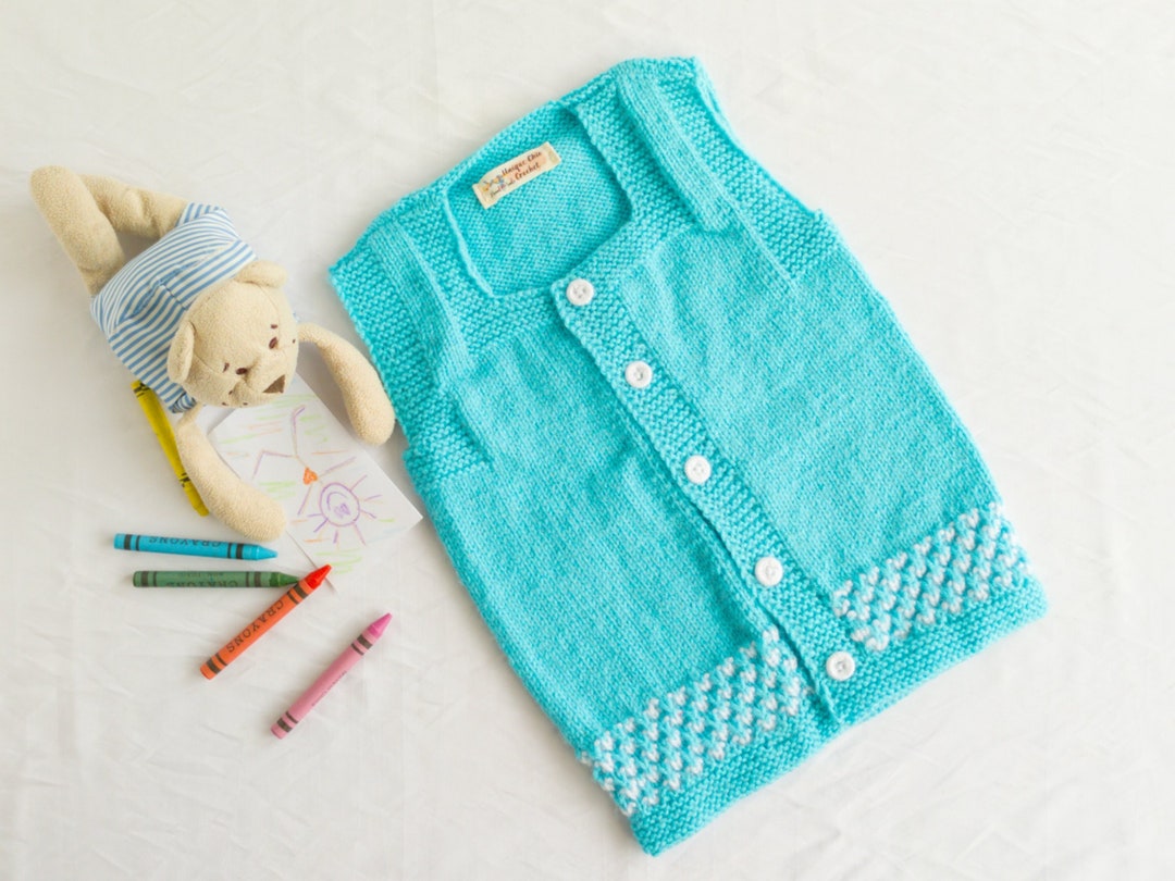 Blue Baby Vest, Gift for Baby Boy, Baby Knitting Waistcoat, Cozy ...