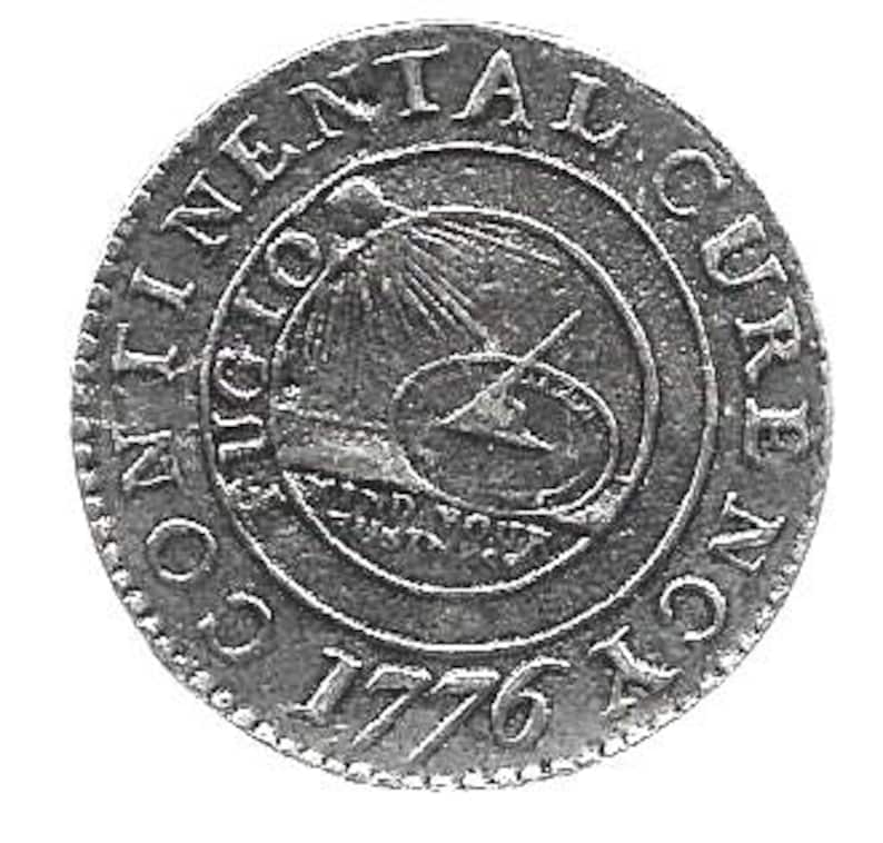 Restrike of a 1776 Continental Dollar Made of Pewter and Silver Plated ...