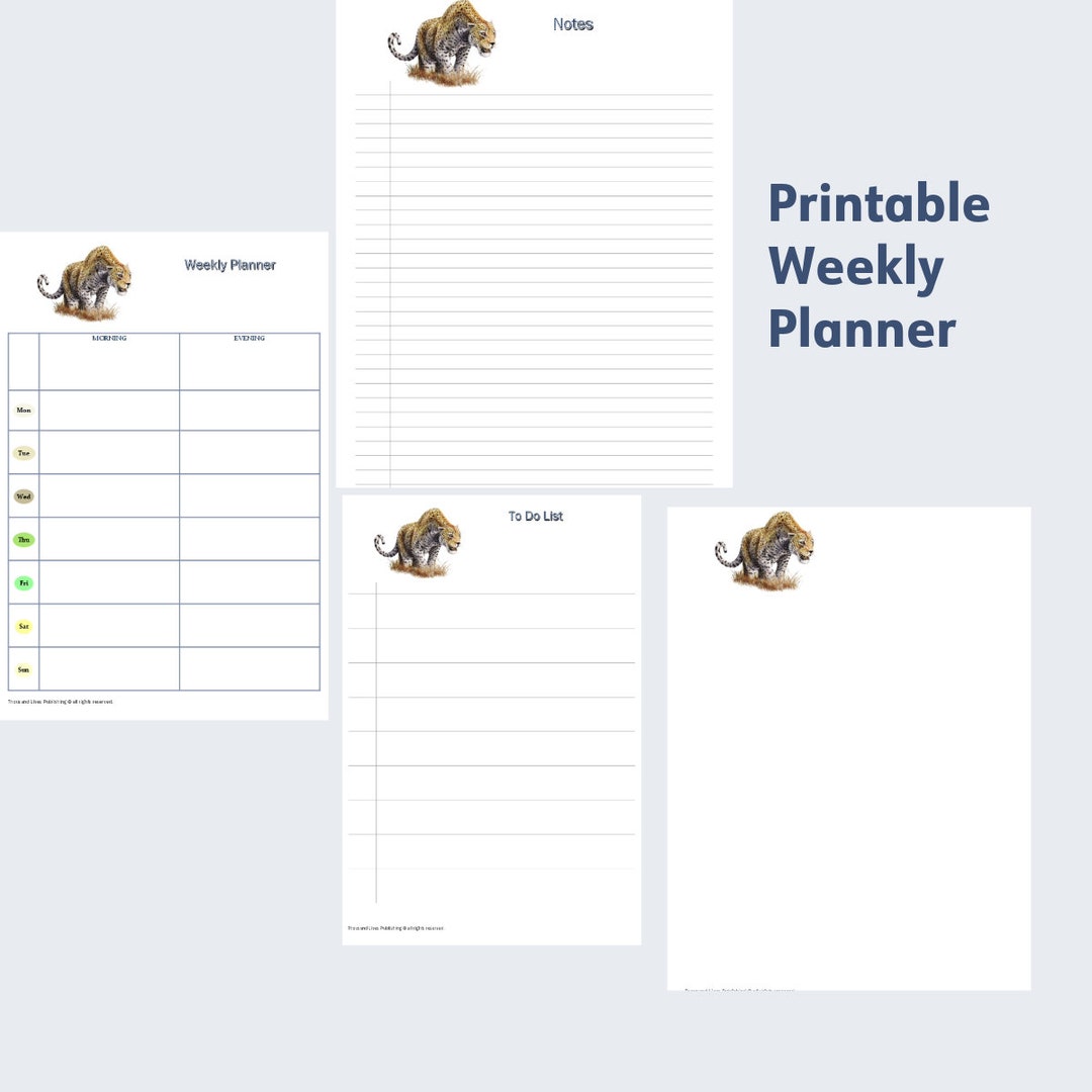 Printable Stationary Digital Planner Tiger - Etsy