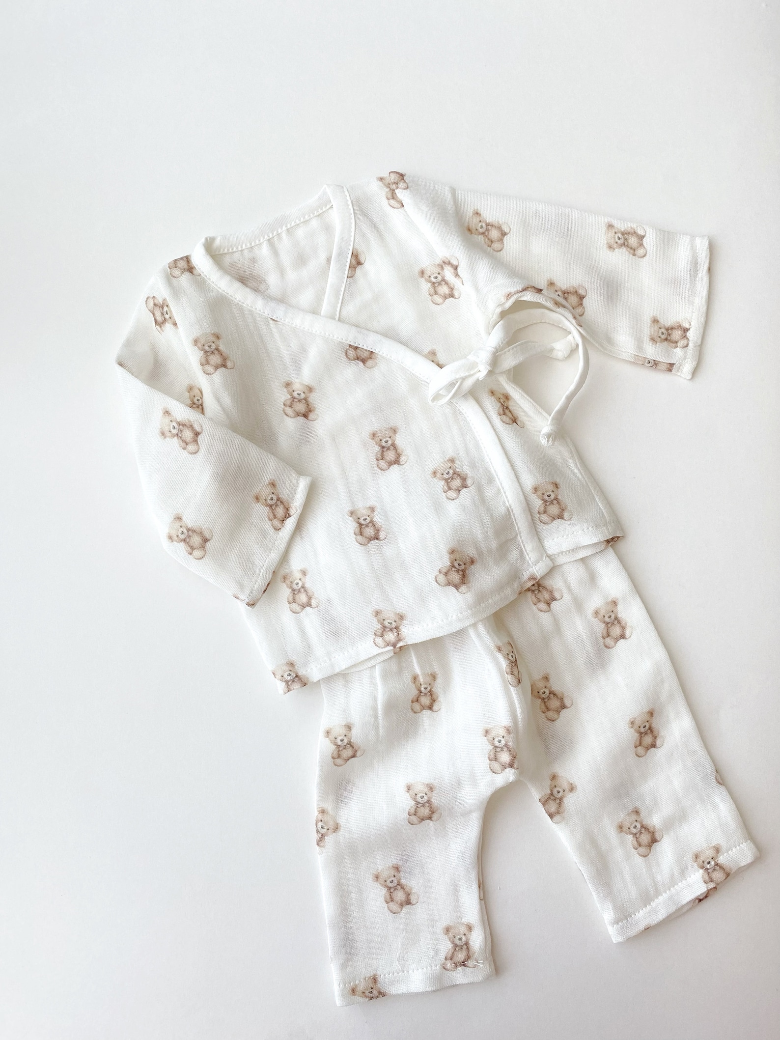 Organic Cotton Coming Home Outfit, Teddy Bear Kimono Top, Pants, Hat ...