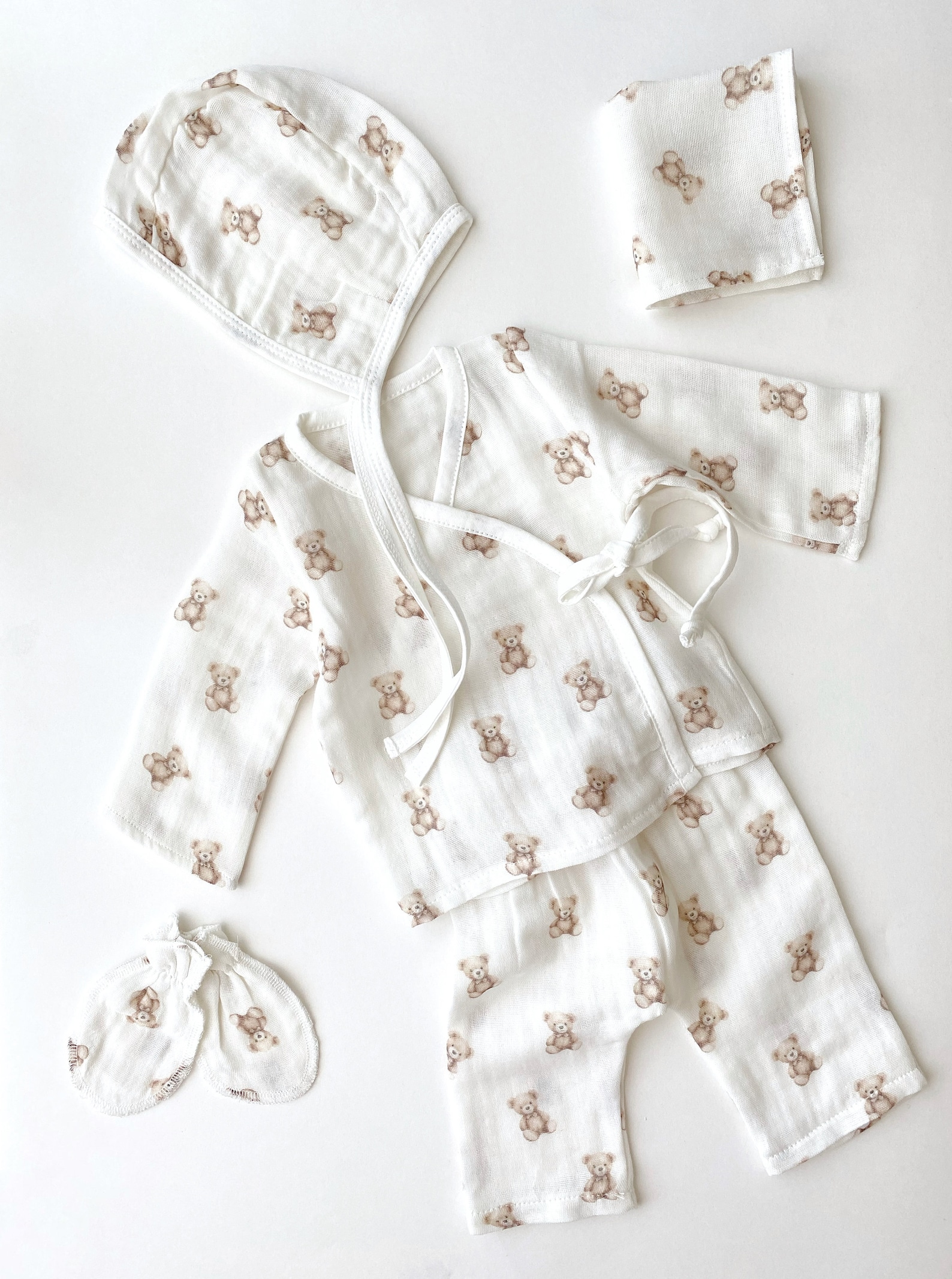 Organic Cotton Coming Home Outfit, Teddy Bear Kimono Top, Pants, Hat ...