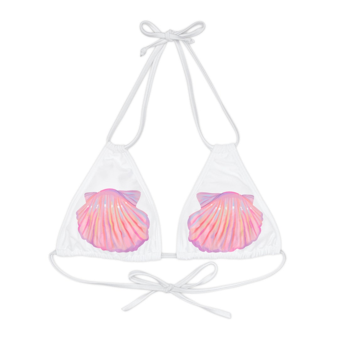 Triangle Bikini Top With Shell, Bikini Swimsuit, Coquette Bikini, Shell ...