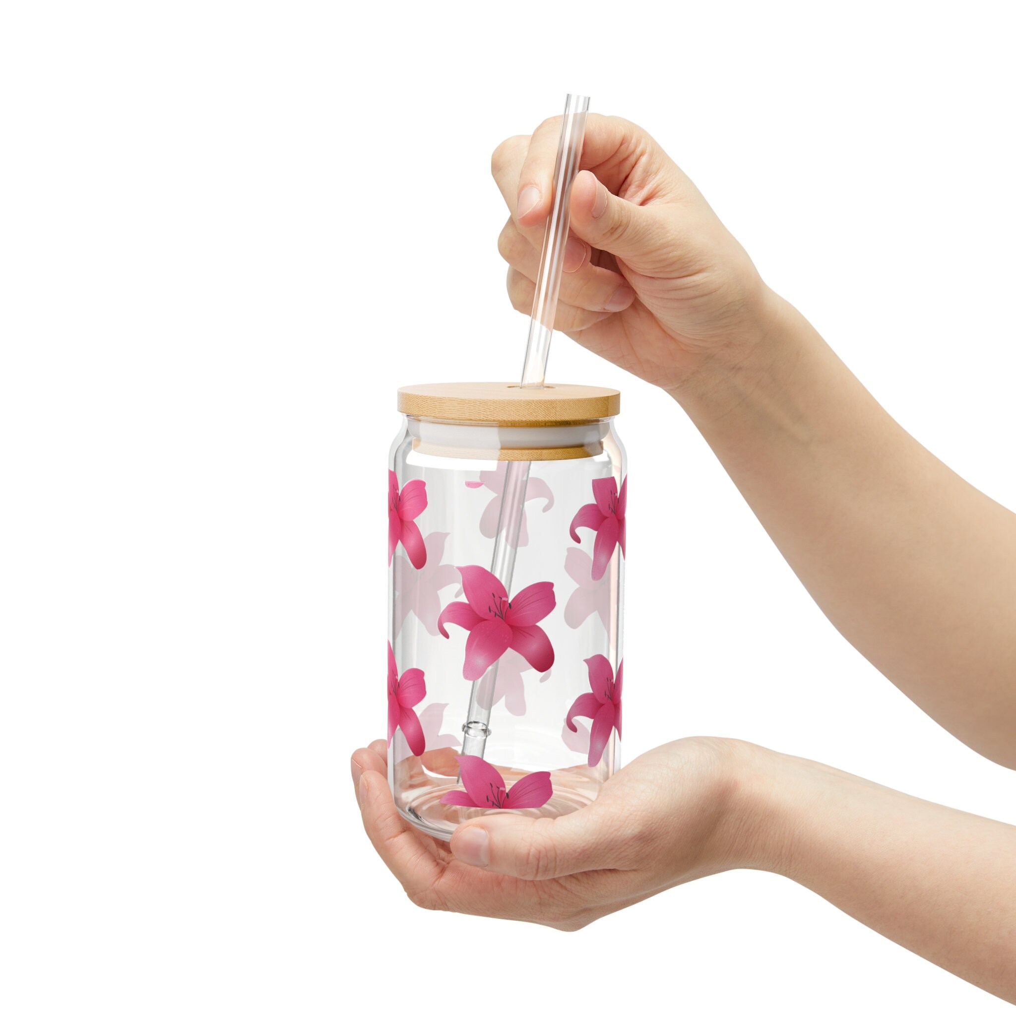 Summer Sipper Glass, Aesthetic Flower Glass, Summer Vibes, Flower Glass ...