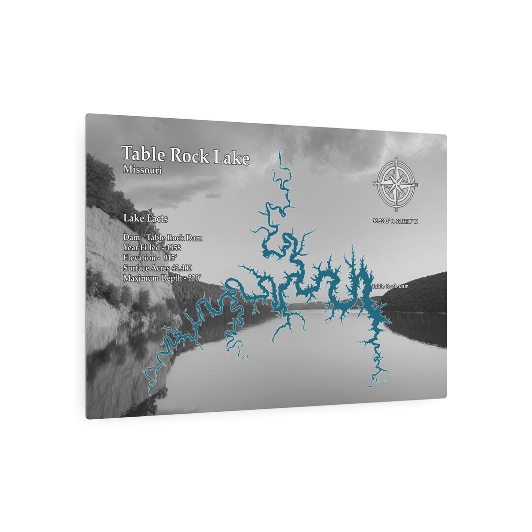 Table Rock Lake Metal Art Lake Map B&W Design - Etsy