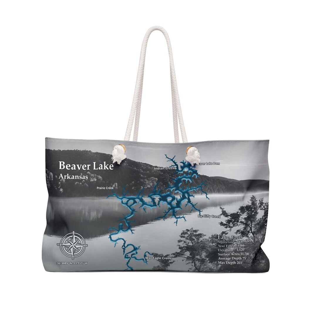 Beaver Lake Tote Bag, Beaver Lake Map Weekender Bag, Tote Bag With ...