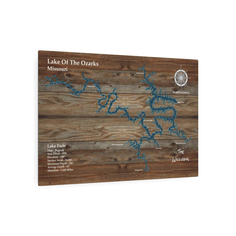 Lake of the Ozarks Metal Wall Art • Custom Lake Map Sign • Personalized ...