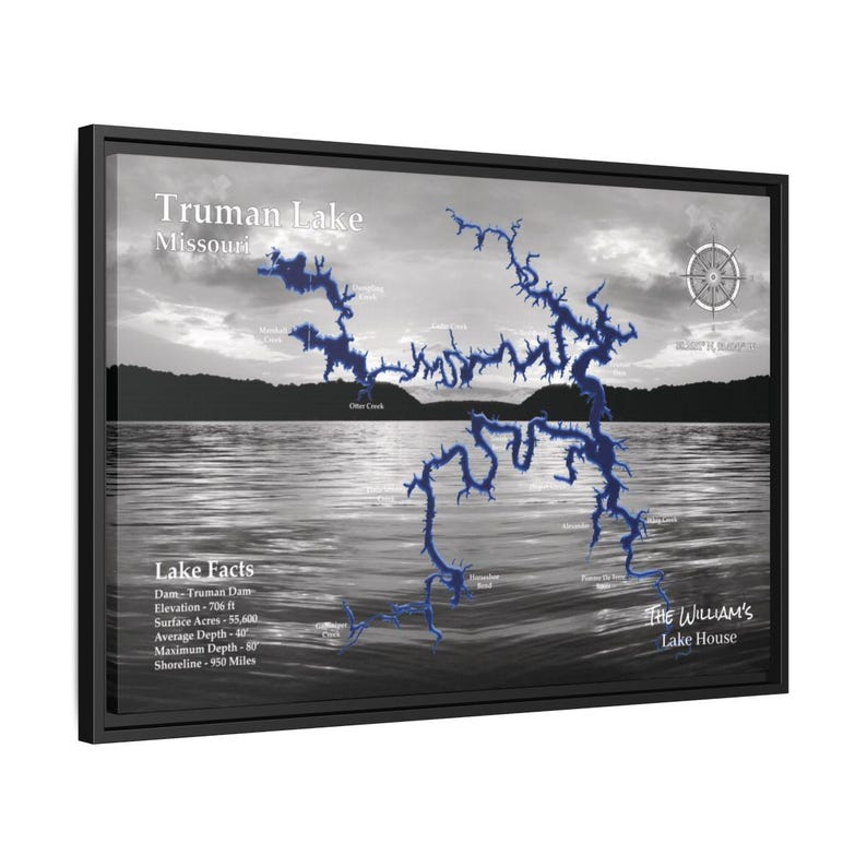 Truman Lake Map Truman Lake Facts Map Truman Lake Missouri Framed ...