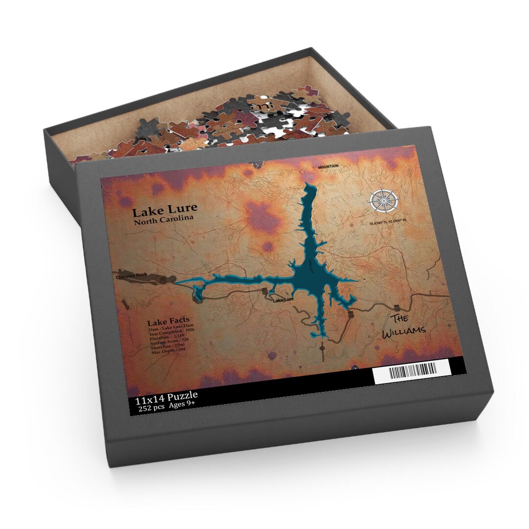 Lake Lure NC Map Jigsaw Puzzle Custom Name Personalized Lake House Gift ...