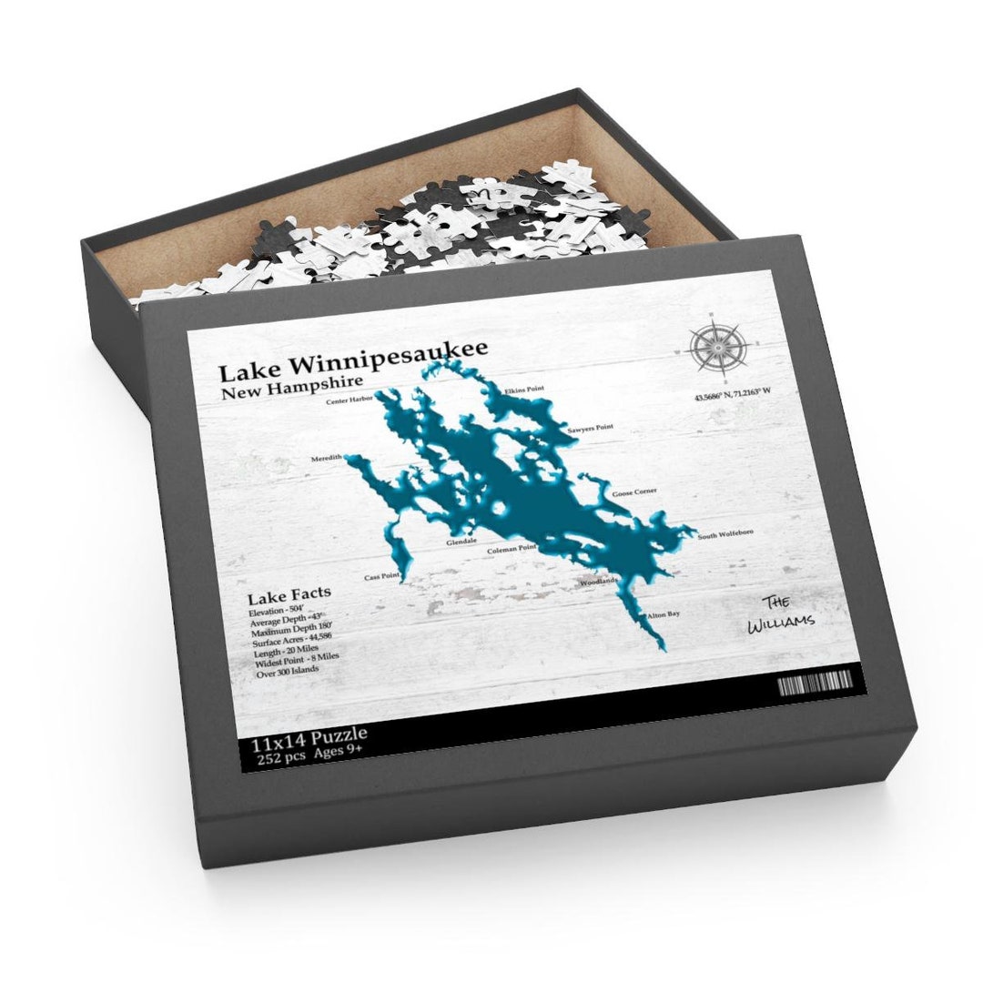 Lake Winnipesaukee Custom Puzzle Lake Lover Gift Family Name Gift ...