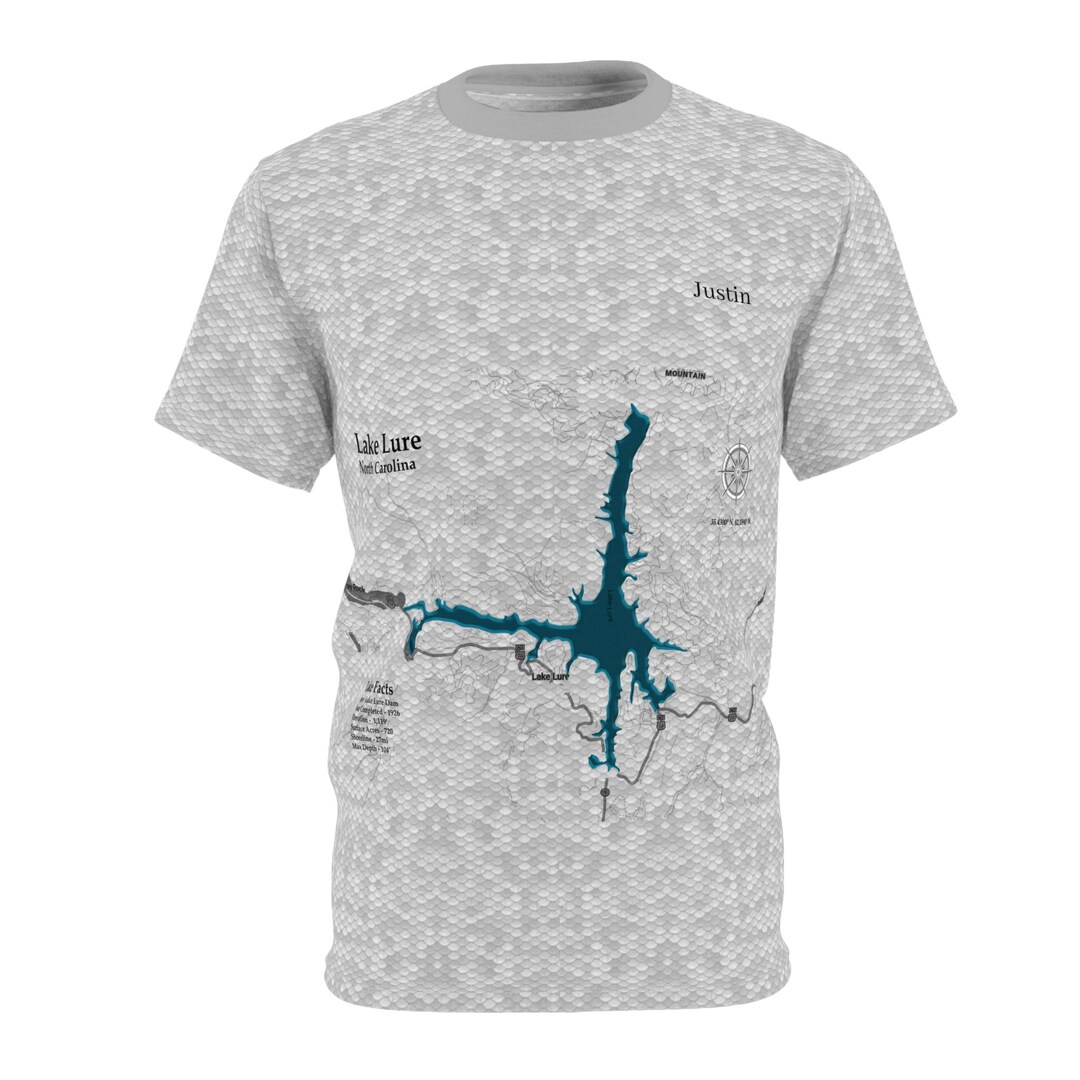 Lake Lure NC Map Performance Shirt Custom Name Personalized UPF50 ...