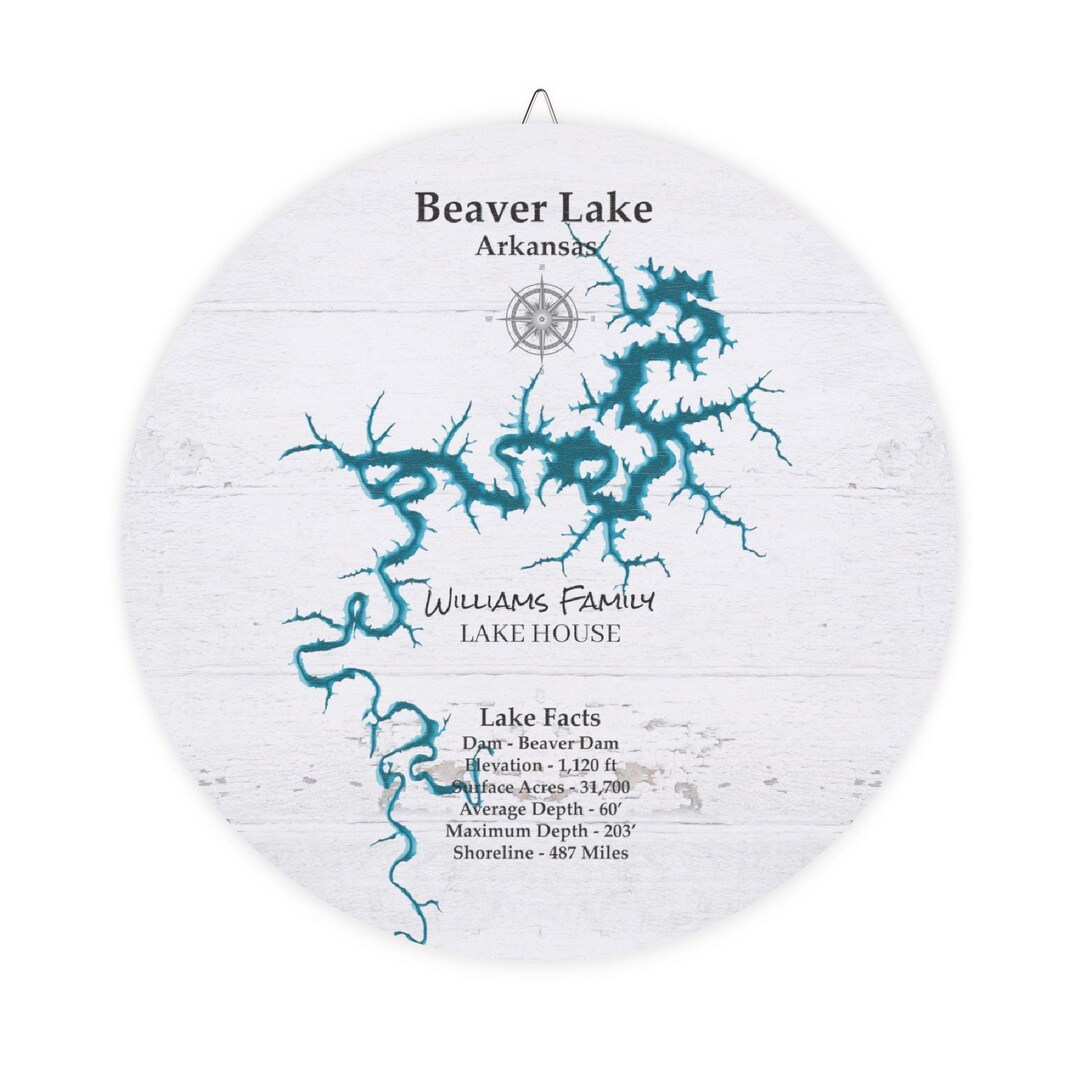 Beaver Lake Map Personalized Wood Sign, Rustic Lake House Decor, Family ...