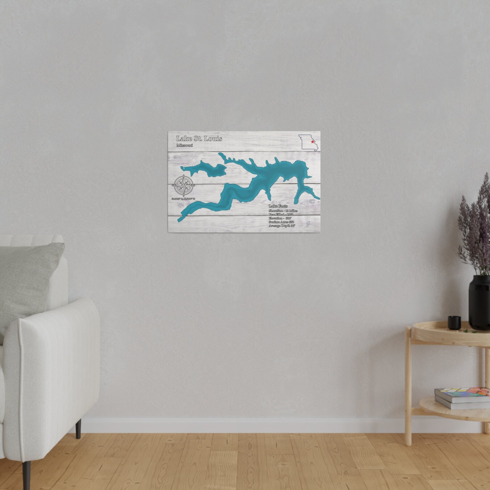 Lake St Louis Lake Map Wood Background - Etsy