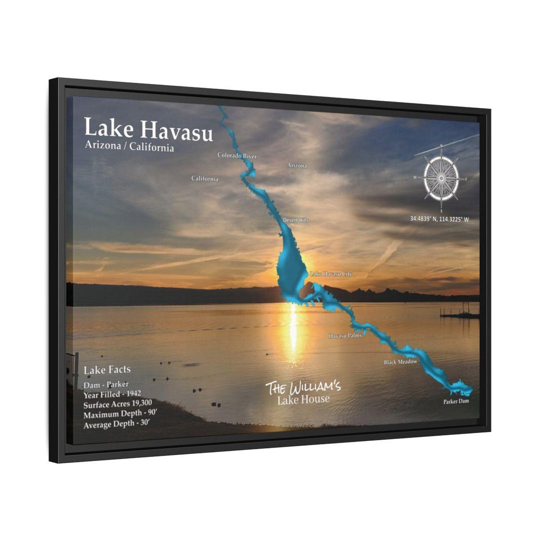 Lake Havasu Map Framed Canvas: Nautical Lake House Decor - Etsy