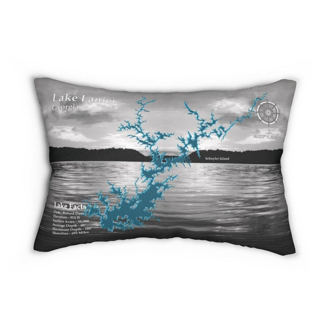 Lake Lanier Lake House Pillow for Lake House Decor, Indoor Outdoor ...