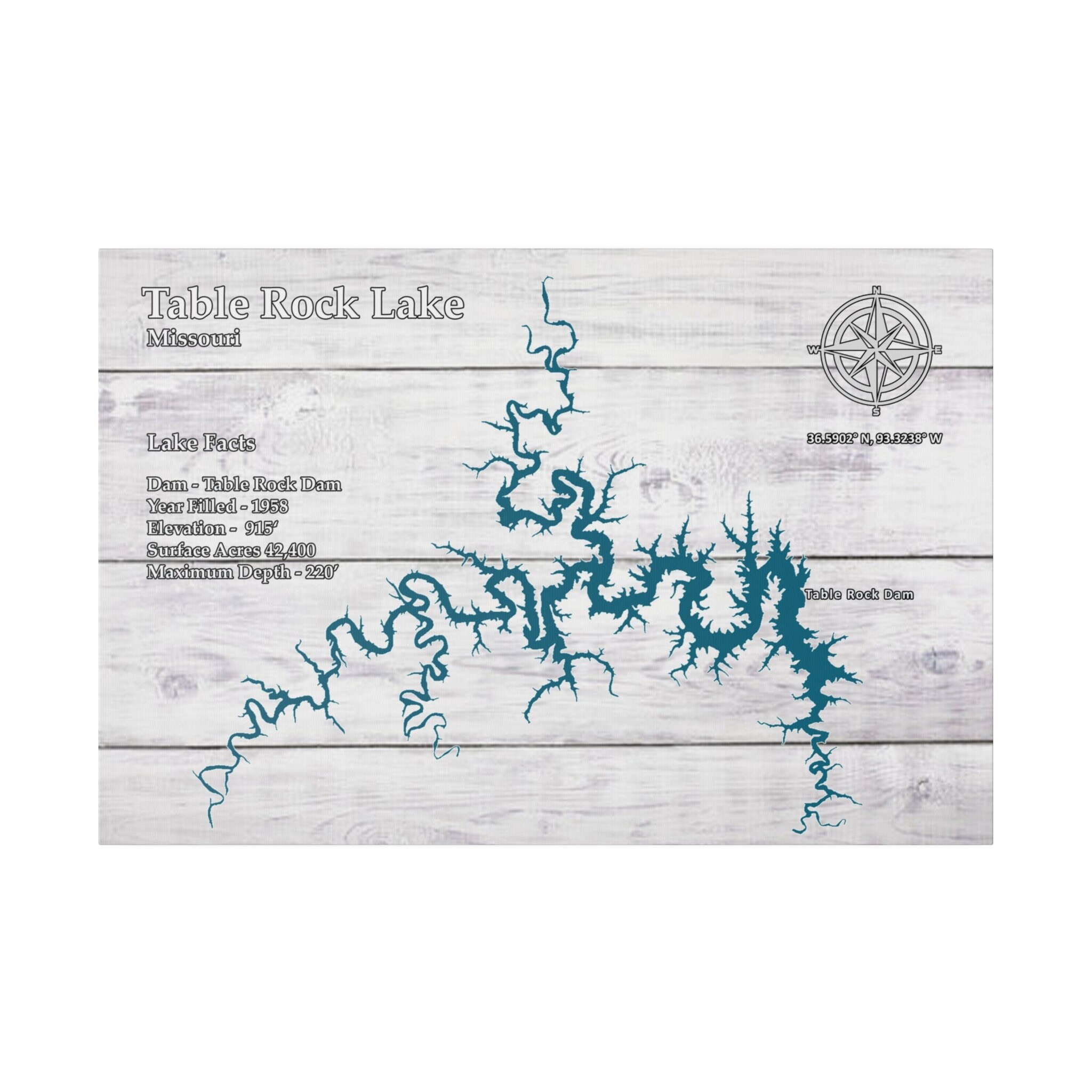 Table Rock Lake Map Wood - Etsy