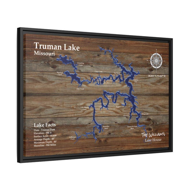 Truman Lake Map Truman Lake Facts Map Truman Lake Missouri Framed ...