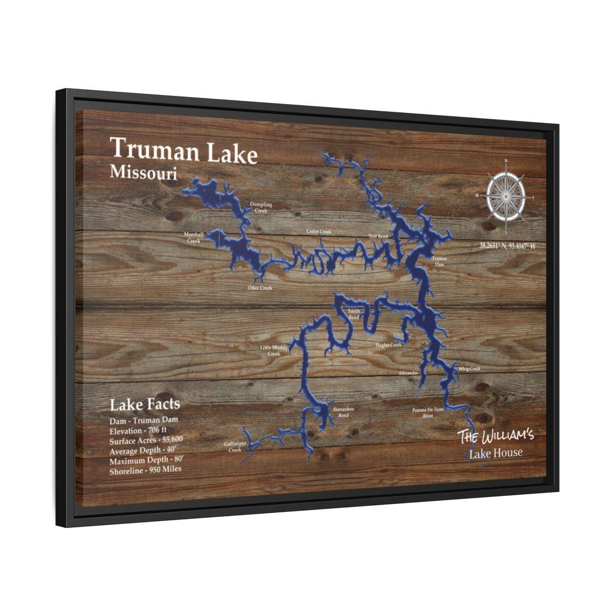Truman Lake Map Truman Lake Facts Map Truman Lake Missouri Framed ...