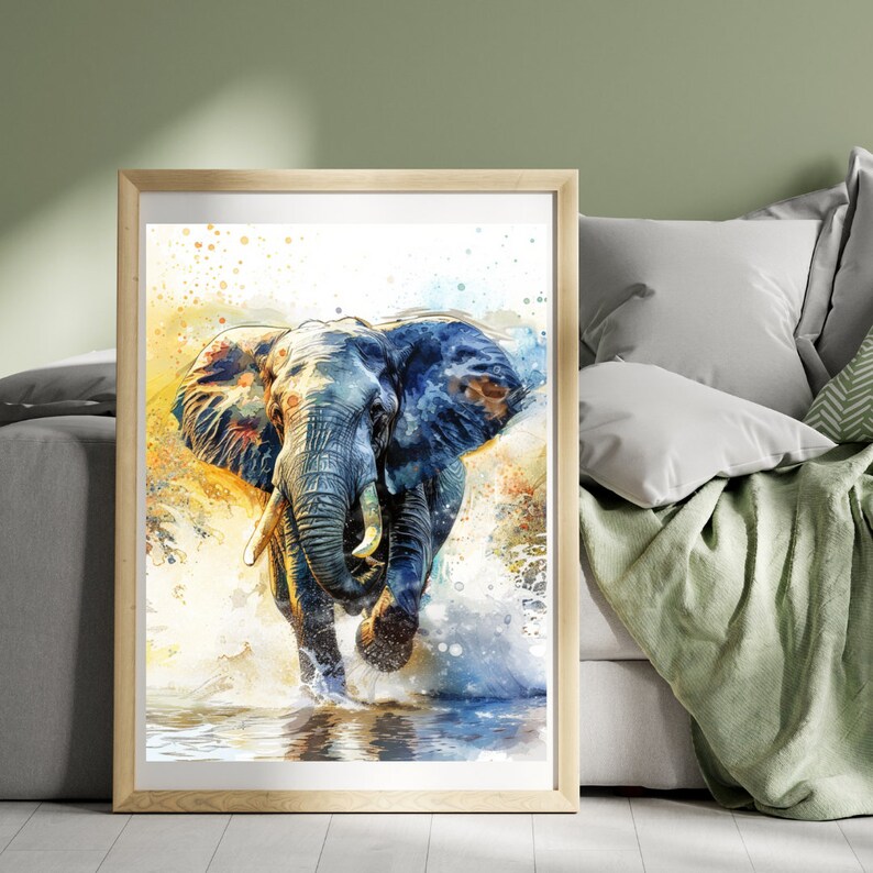 Watercolor Elephant, Printable Art, Elephant Instant Print, Animal ...